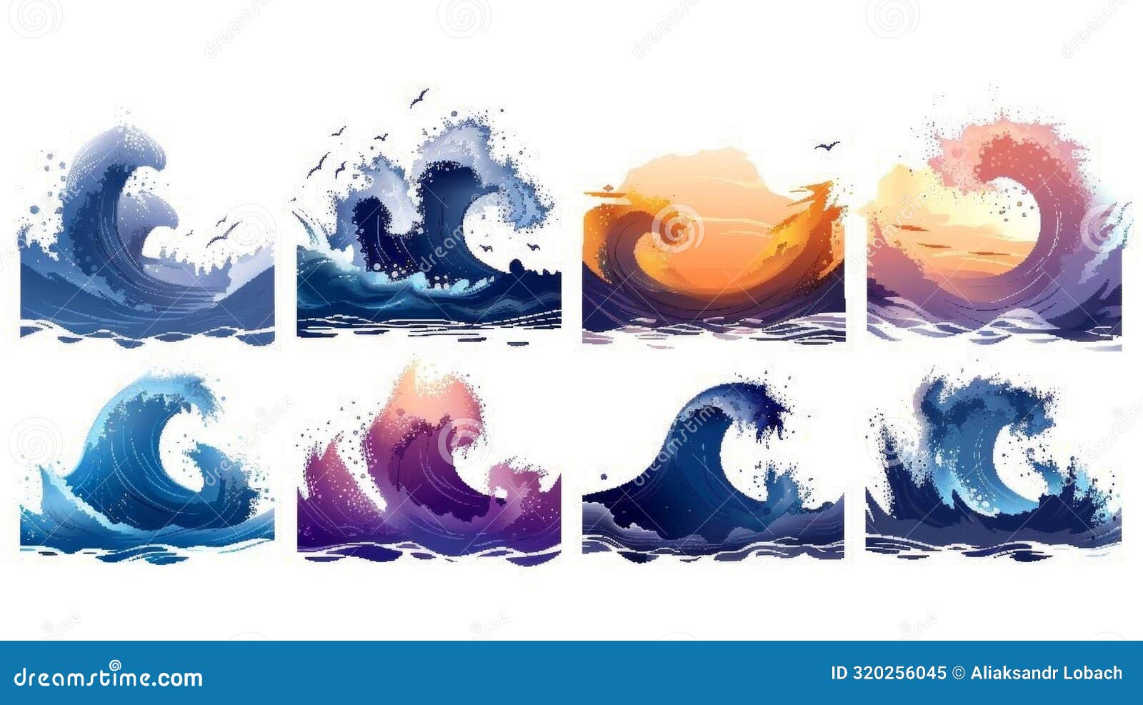 Sea Waves Icon Set. Collection of Wave Icons Stock Image - Image of ...