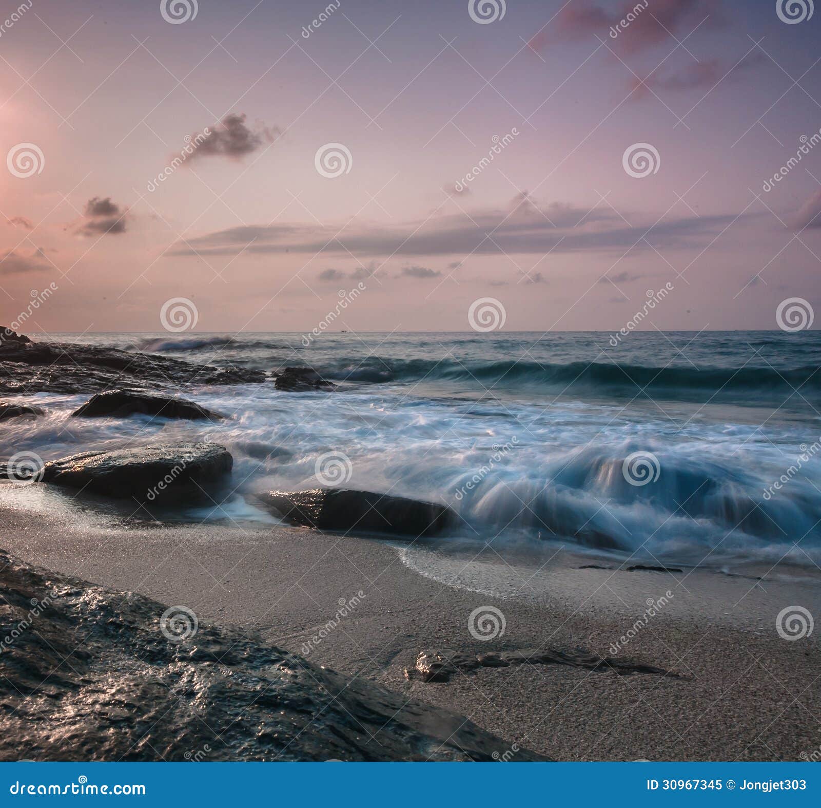 Sea Waves Impact Rock on the Beach, Thailand Stock Image - Image of ...