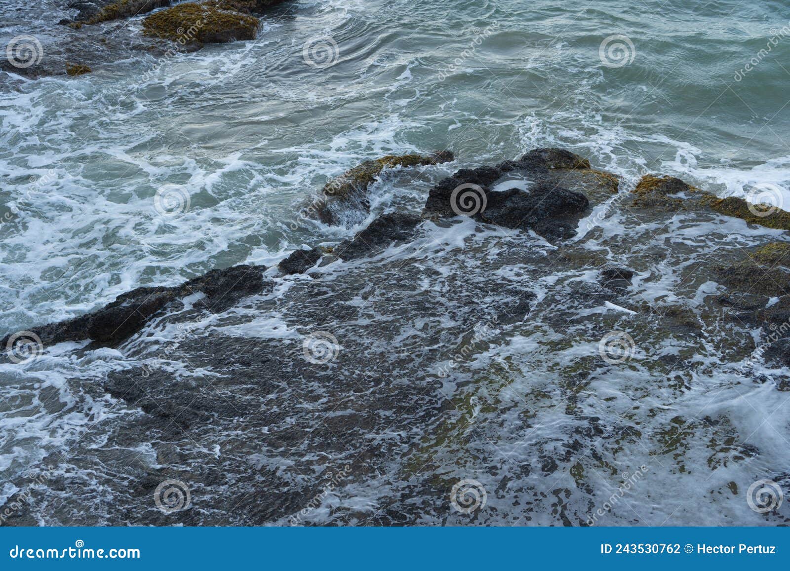 Sea Waves Lash Line Impact Rock on the Beach Stock Photo - Image of ...