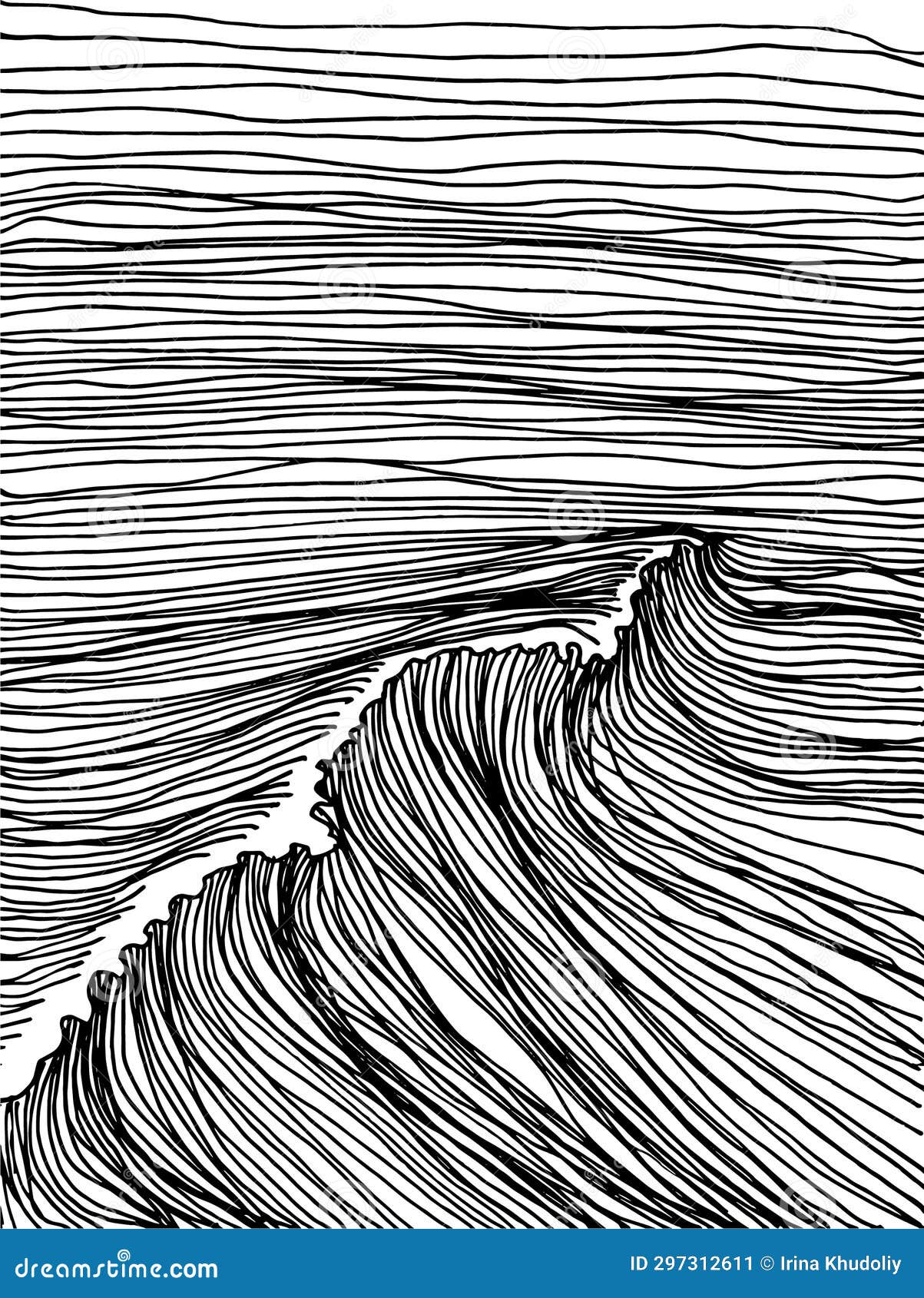 Sea or Waves Line Illustration Stock Illustration - Illustration of ...