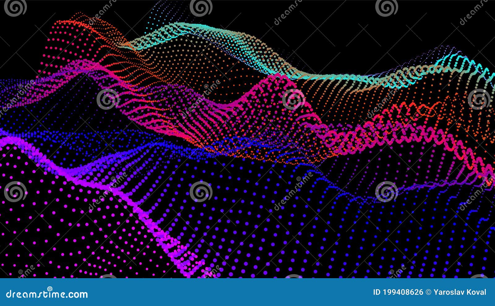 Sea Waves From Node. Hud Data Dots Flow. Research Points Stream. Big ...