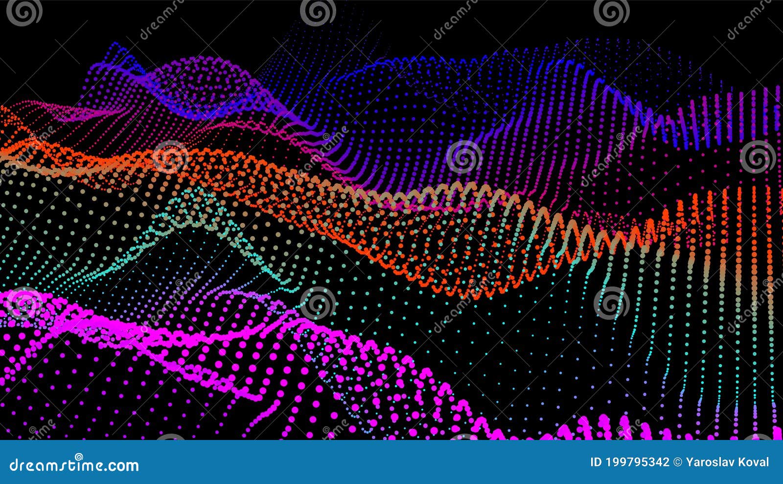 Sea Waves From Node. Hud Data Dots Flow. Research Points Stream. Big ...
