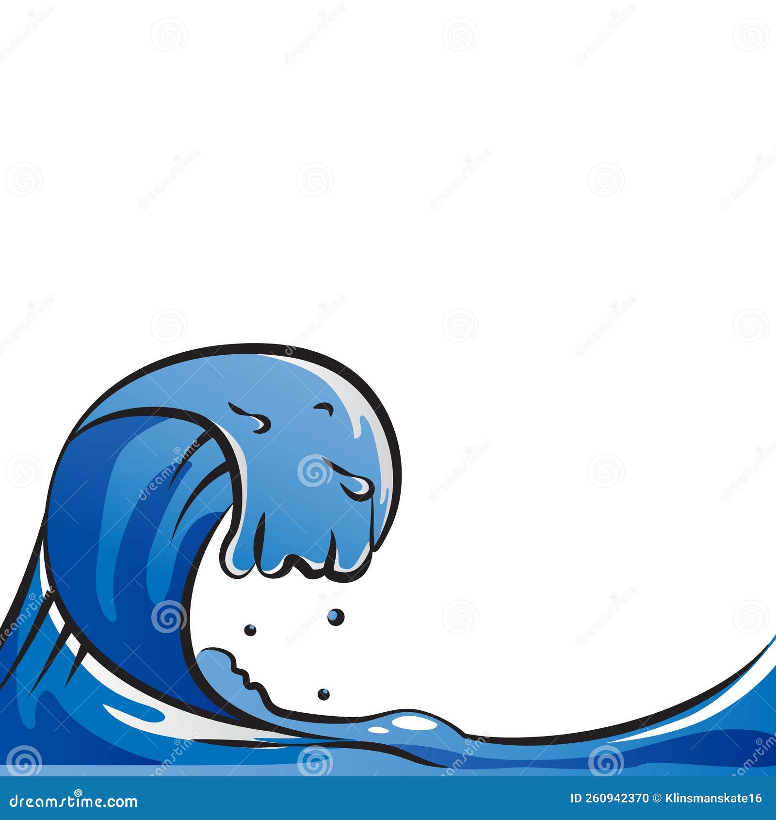 Sea Waves or Ocean Vector Art Drawing Stock Vector - Illustration of ...