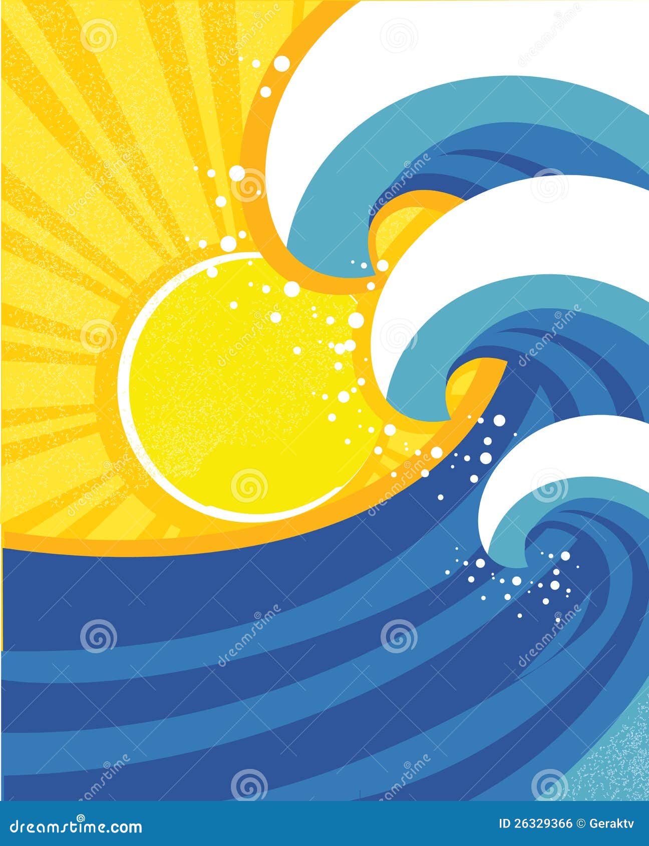 Big Waves Poster Illustration On Old Paper Texture | CartoonDealer.com ...