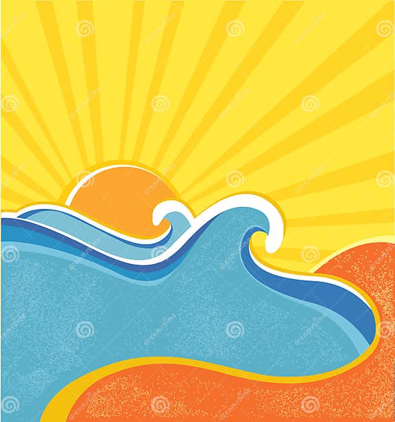 Sea waves poster. Vector stock vector. Illustration of abstract - 22896848