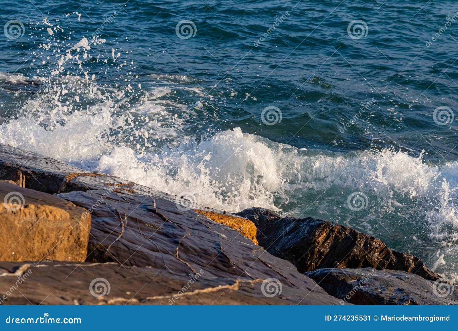 Sea waves on the rocks stock image. Image of mediterranean - 274235531