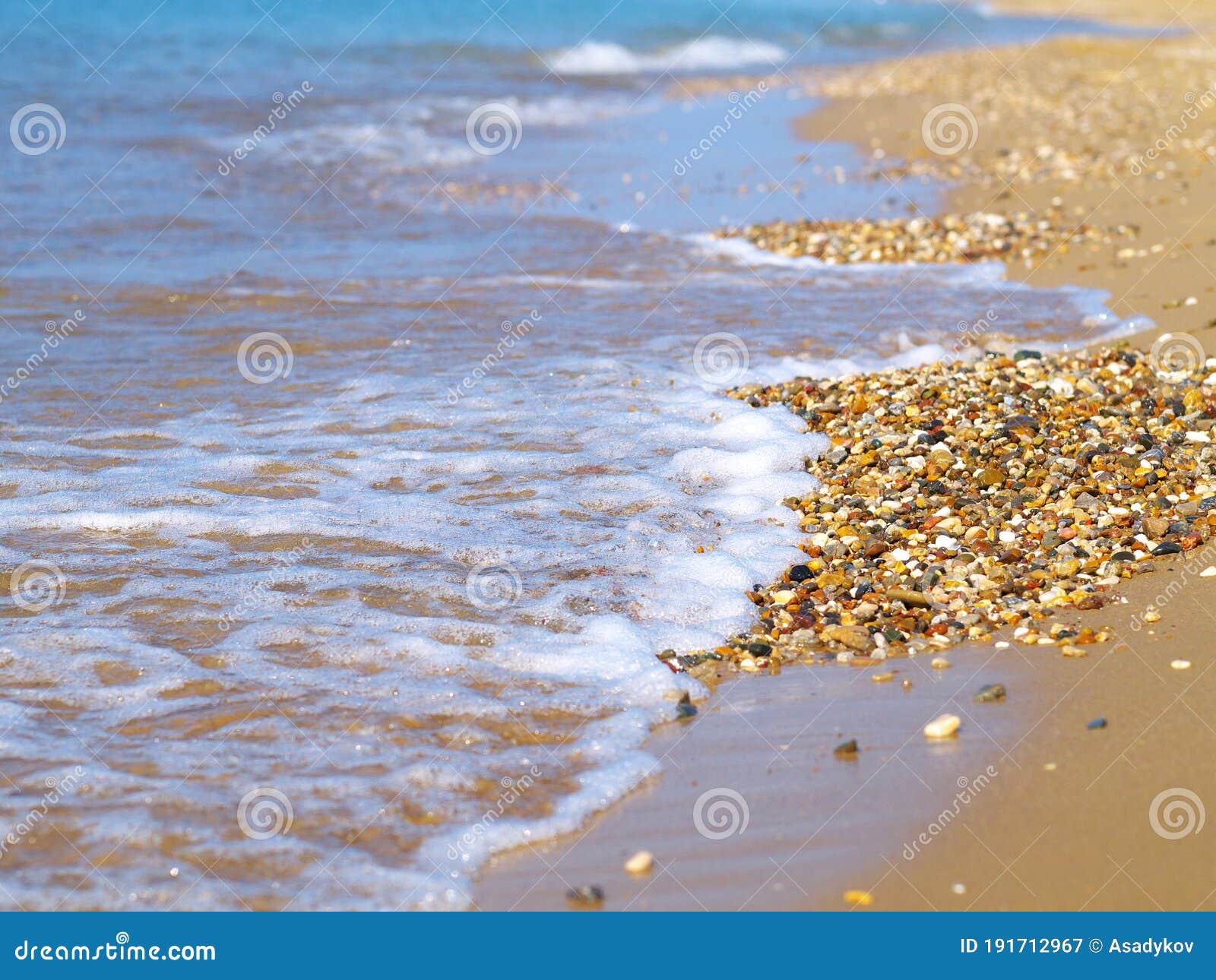 Sea Waves on Sand and Pebbles Beach Stock Image - Image of pebble ...