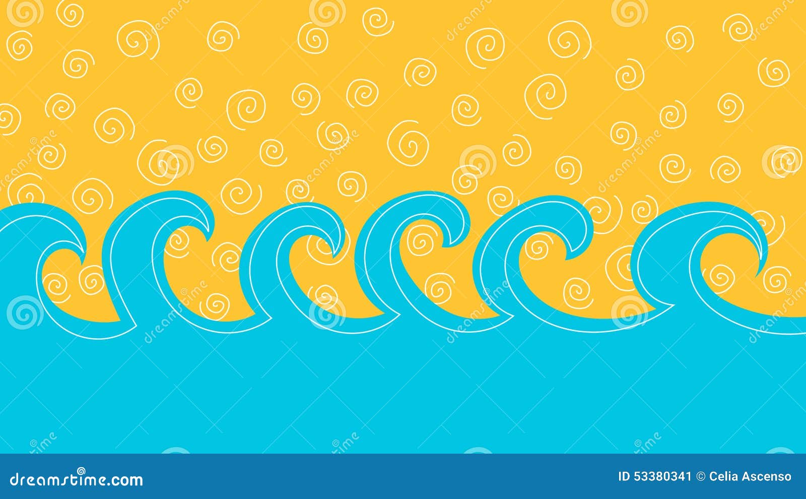 Sea Waves and Sand Greeting Card Stock Illustration - Illustration of ...