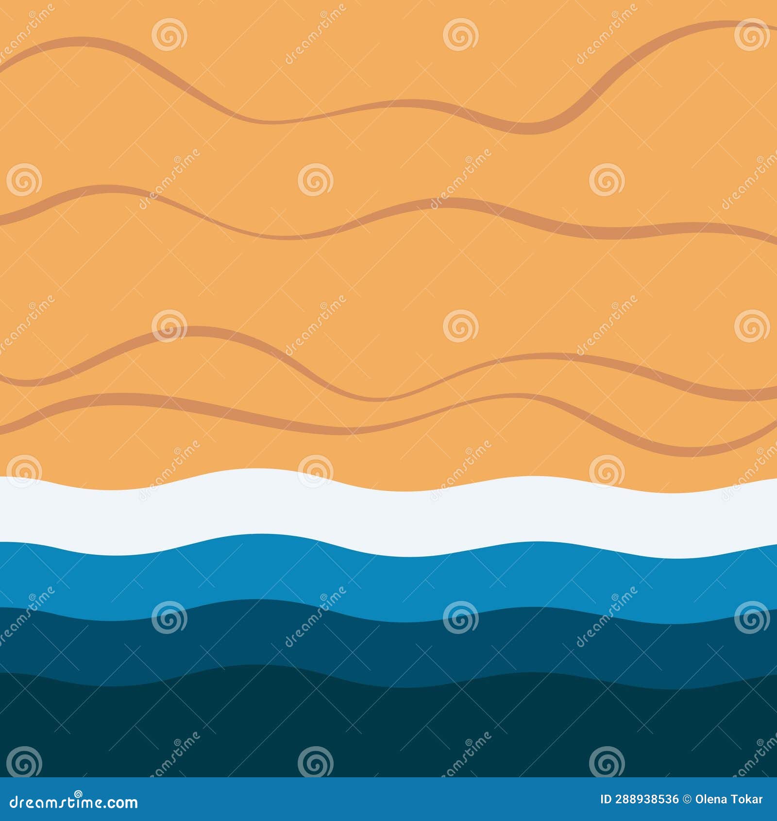 Sea Waves Sandy Shore Top View. Summer Beach Background Vector Template ...