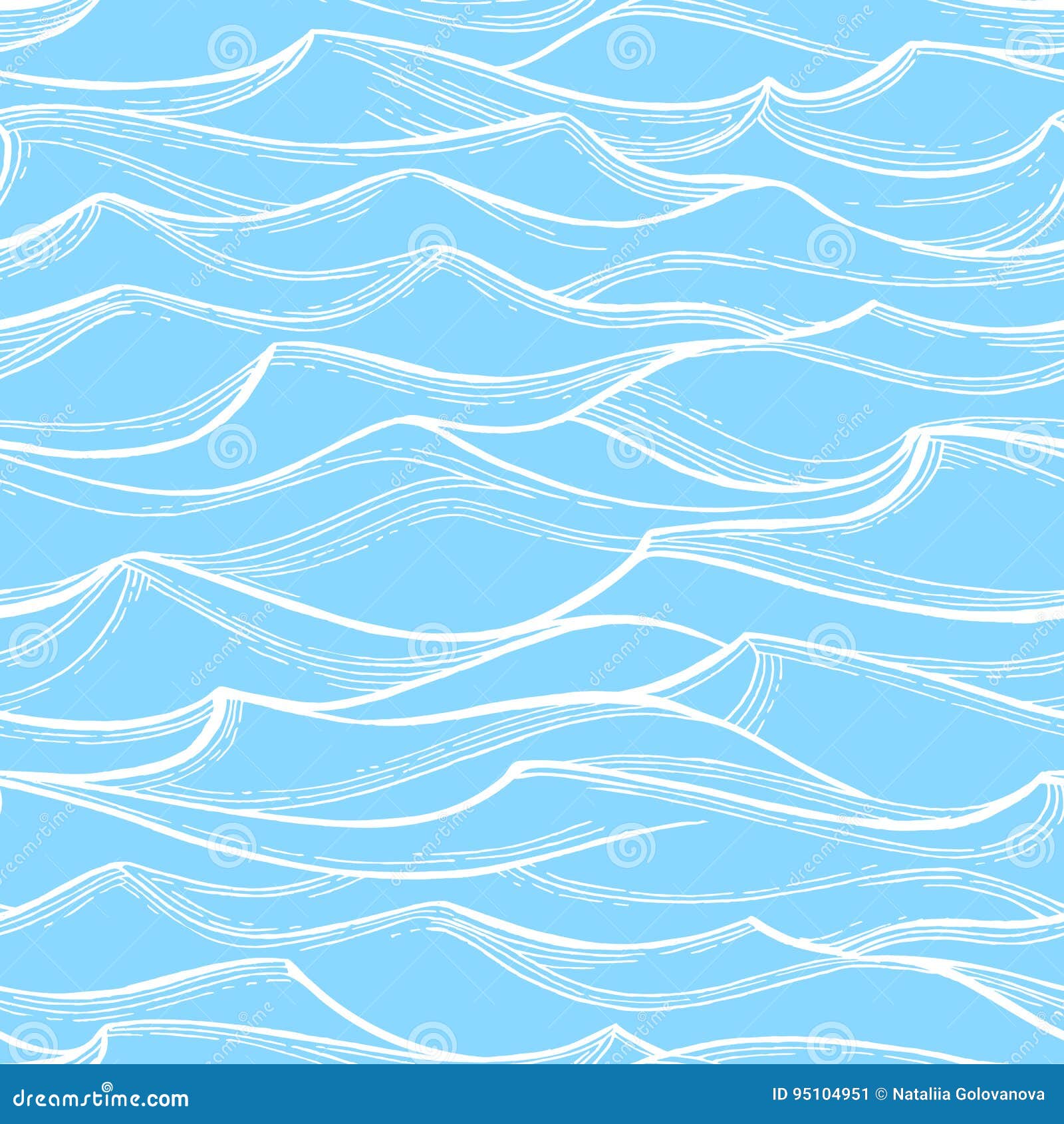Sea Waves Seamless Pattern. Stock Vector - Illustration of seacoast ...