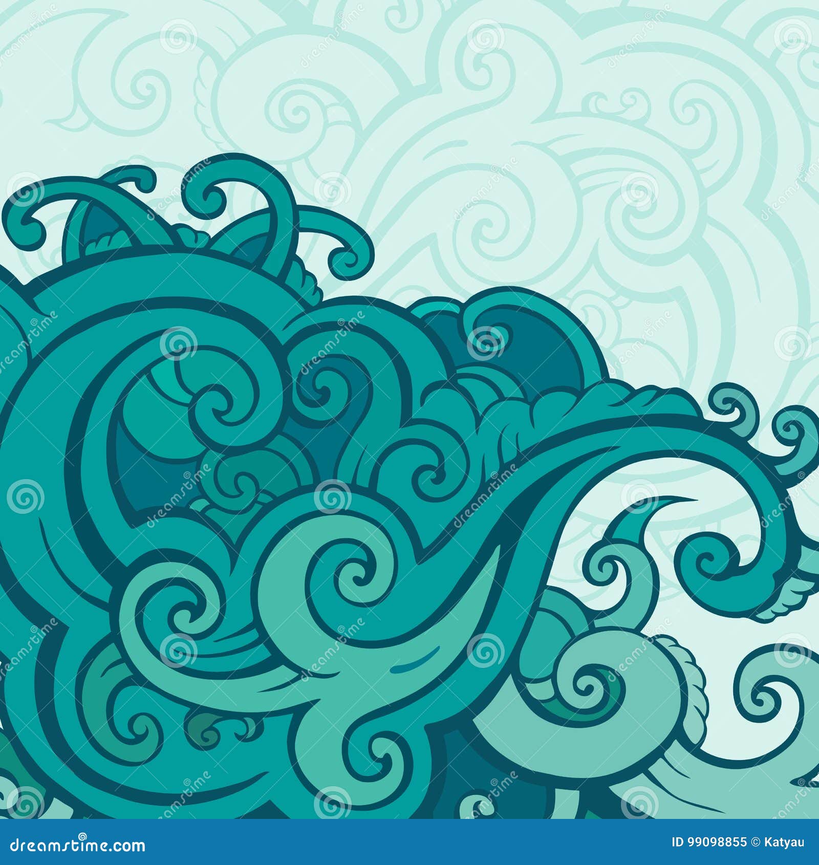 Sea waves set. stock illustration. Illustration of graphic - 99098855