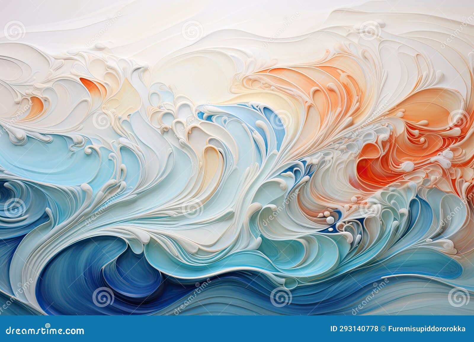 Sea Waves and Shells in an Abstract Interpretatio Stock Illustration ...