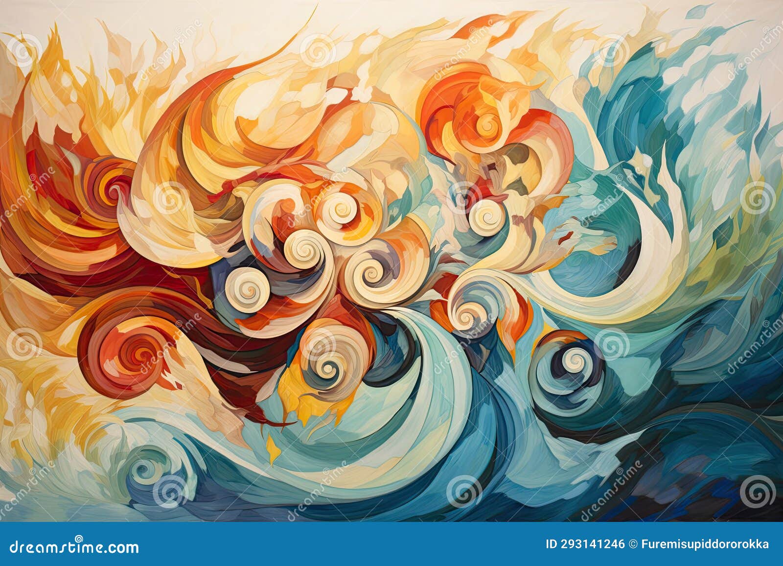 Sea Waves and Shells in an Abstract Interpretatio Stock Illustration ...