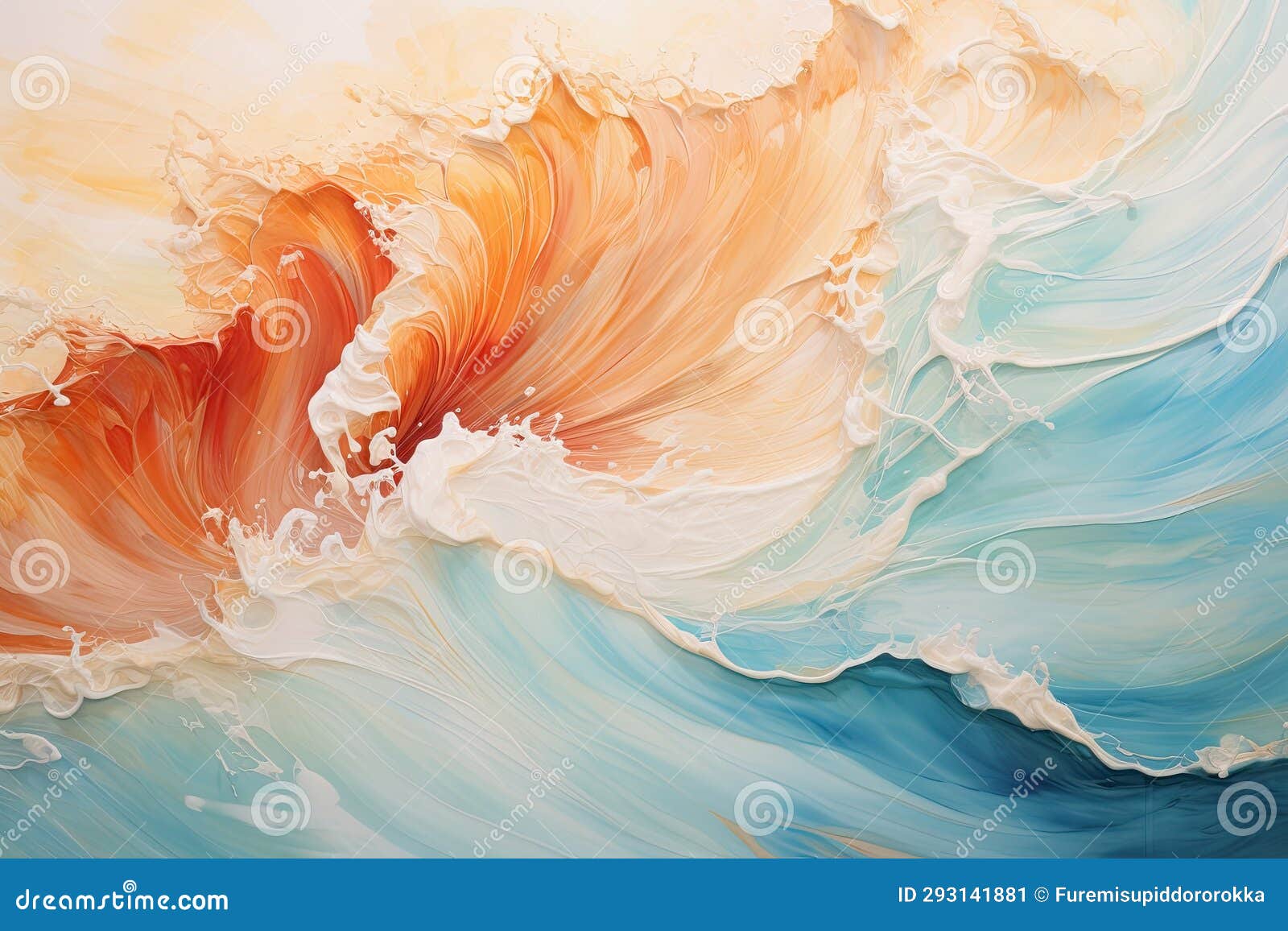 Sea Waves and Shells in an Abstract Interpretatio Stock Illustration ...
