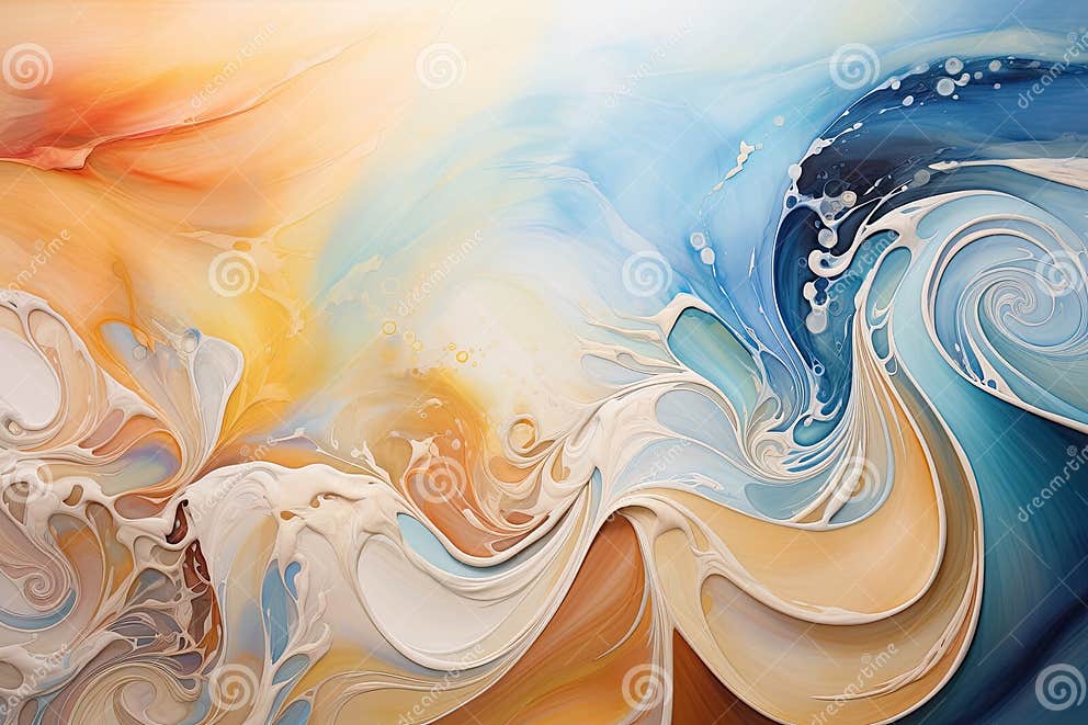 Sea Waves and Shells in an Abstract Interpretatio Stock Illustration ...