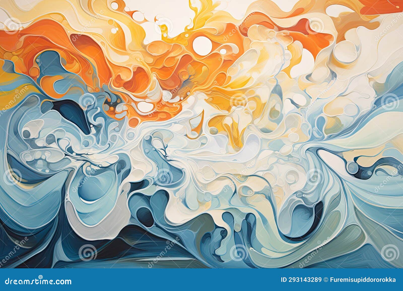 Sea Waves and Shells in an Abstract Interpretatio Stock Illustration ...