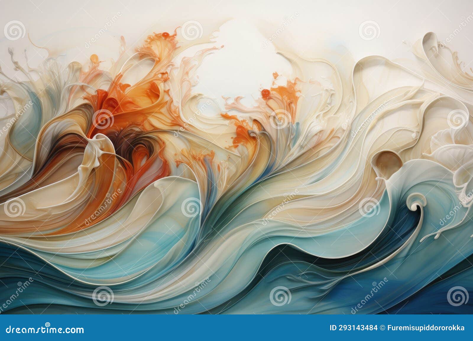Sea Waves and Shells in an Abstract Interpretatio Stock Illustration ...