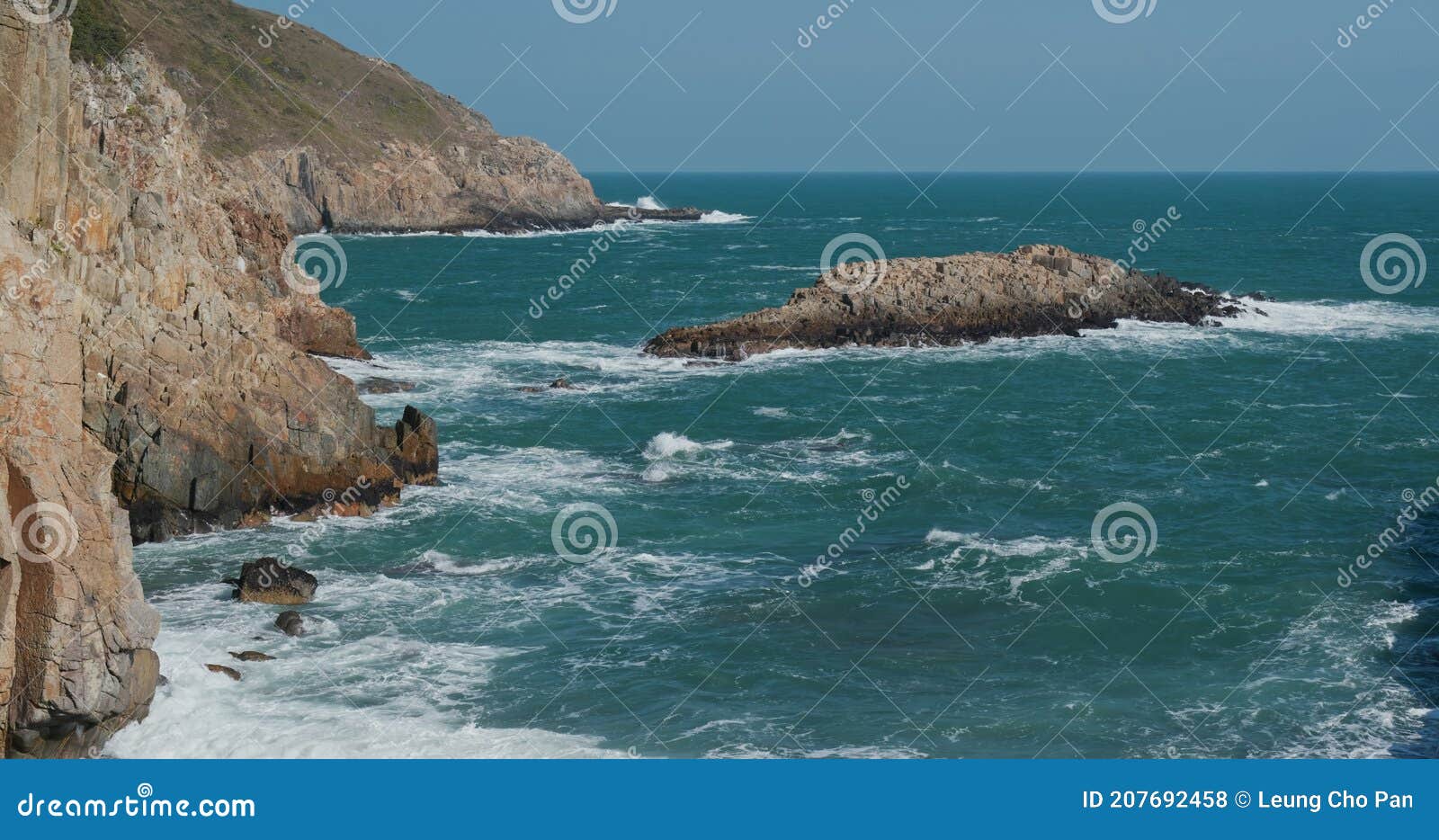 Sea waves splash on rock stock photo. Image of lake - 207692458