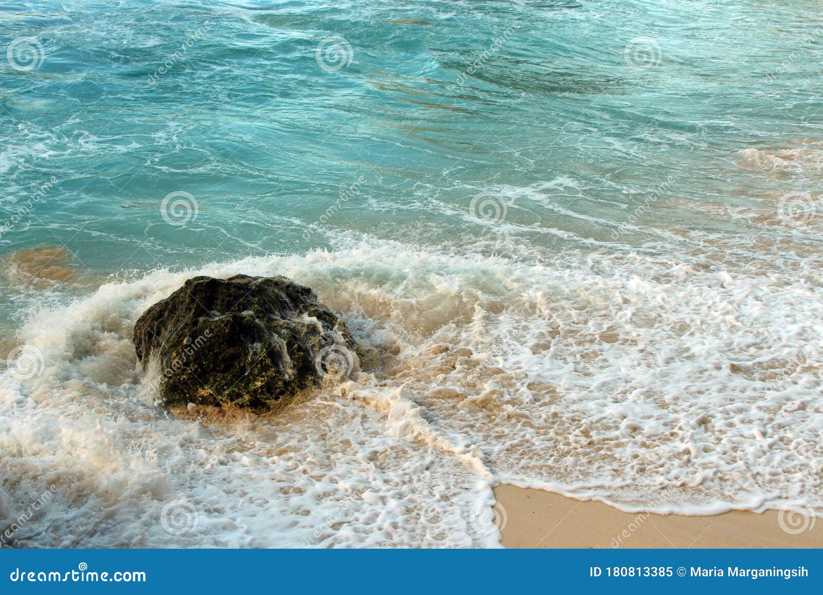 Sea Waves and the Water Splash on the Rock Background. Stock Image ...