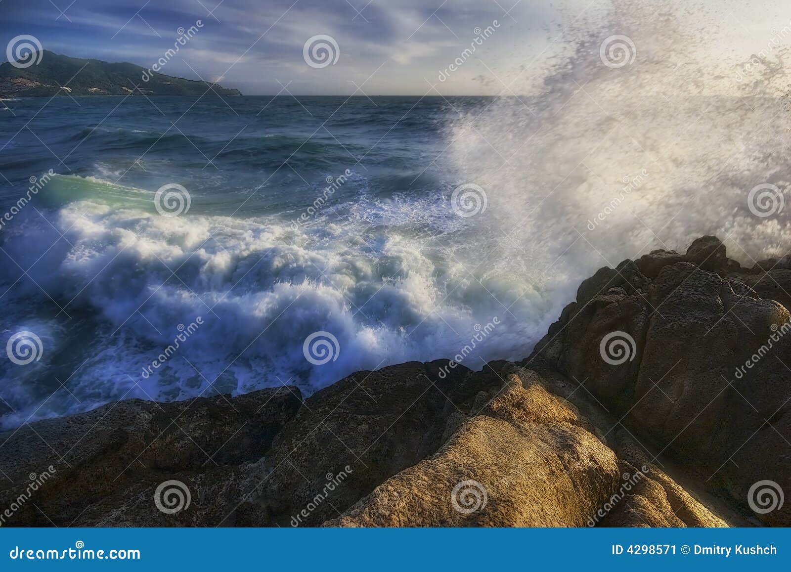 Sea Waves are Split on the Rocks on the Beach Stock Image - Image of ...