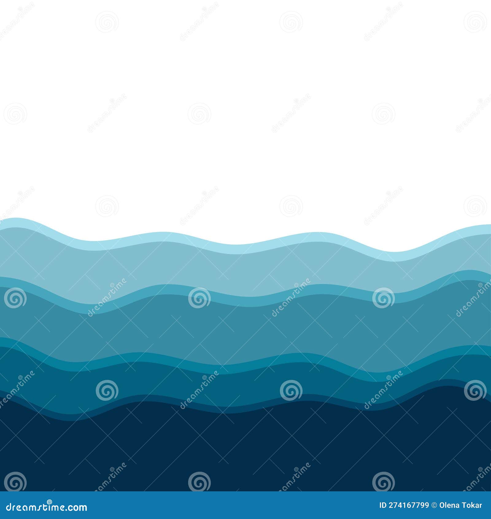 Sea Waves Vector Illustration Flat Style. Waves on the Water Stock ...