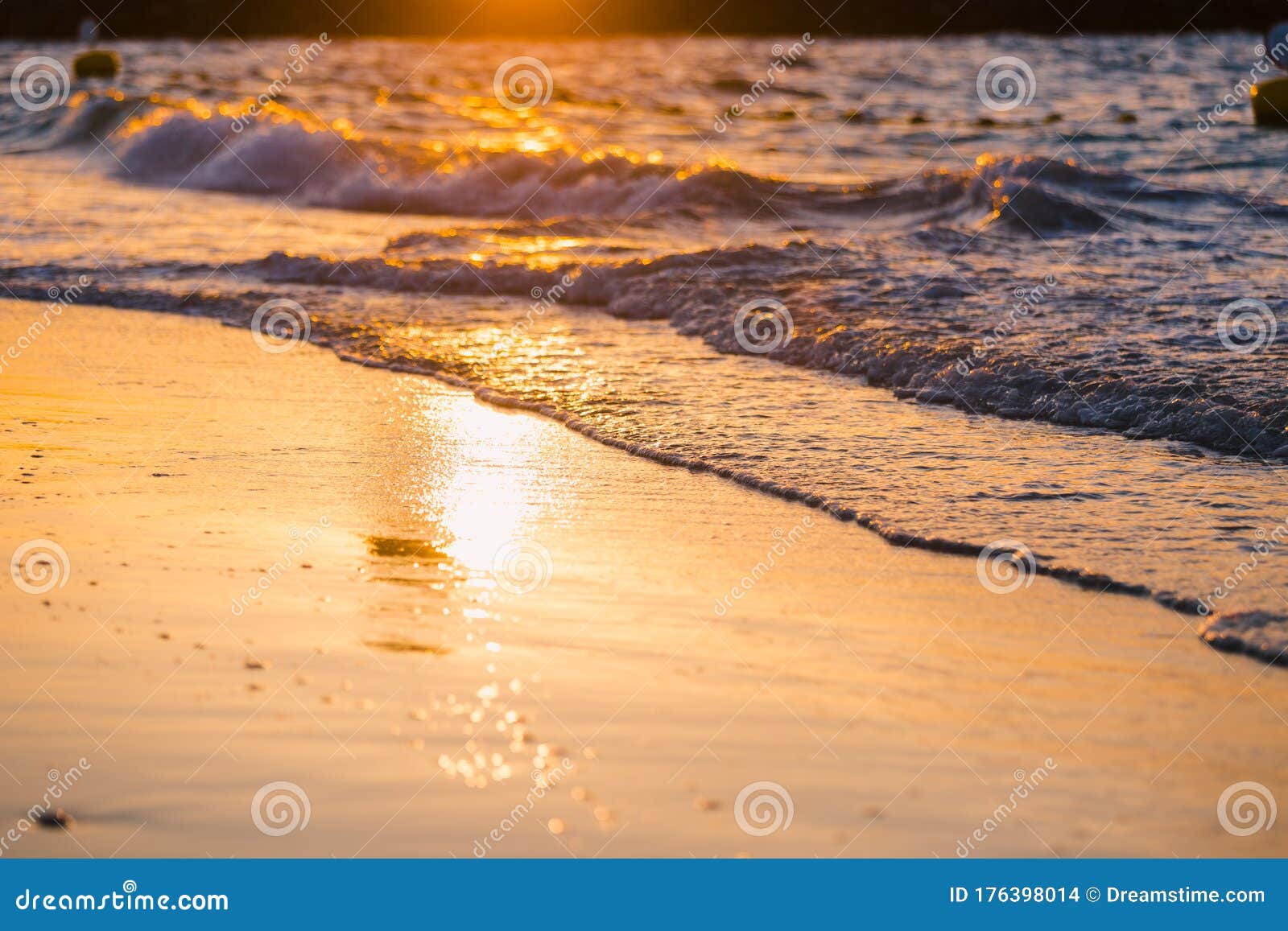 Sea Waves Warm Red Sunset Beach of the Ocean Stock Photo - Image of ...