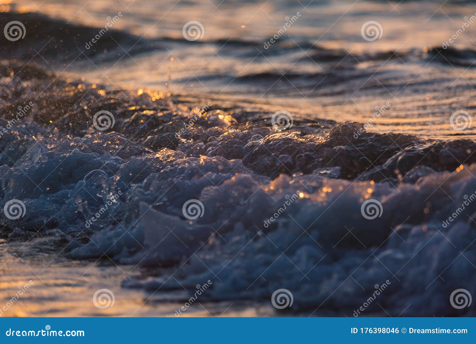 Sea Waves Warm Red Sunset Beach of the Ocean Stock Photo - Image of ...