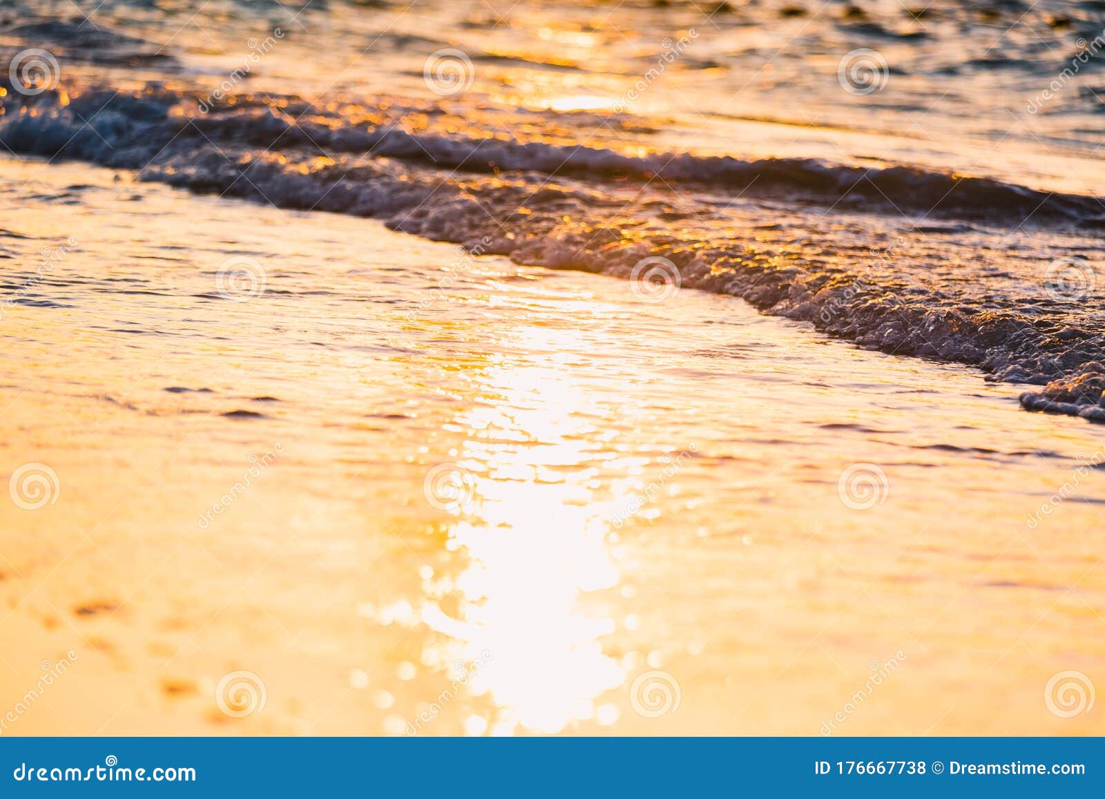 Sea Waves Warm Red Sunset Beach of the Ocean Stock Photo - Image of ...