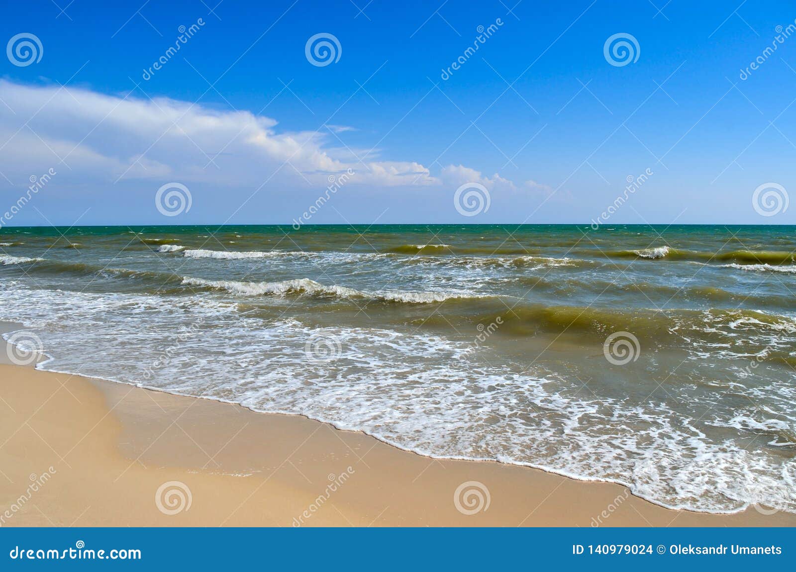 Sea Waves Wash the Clean Sandy Beach. Landscape on a Wild Beach Stock ...