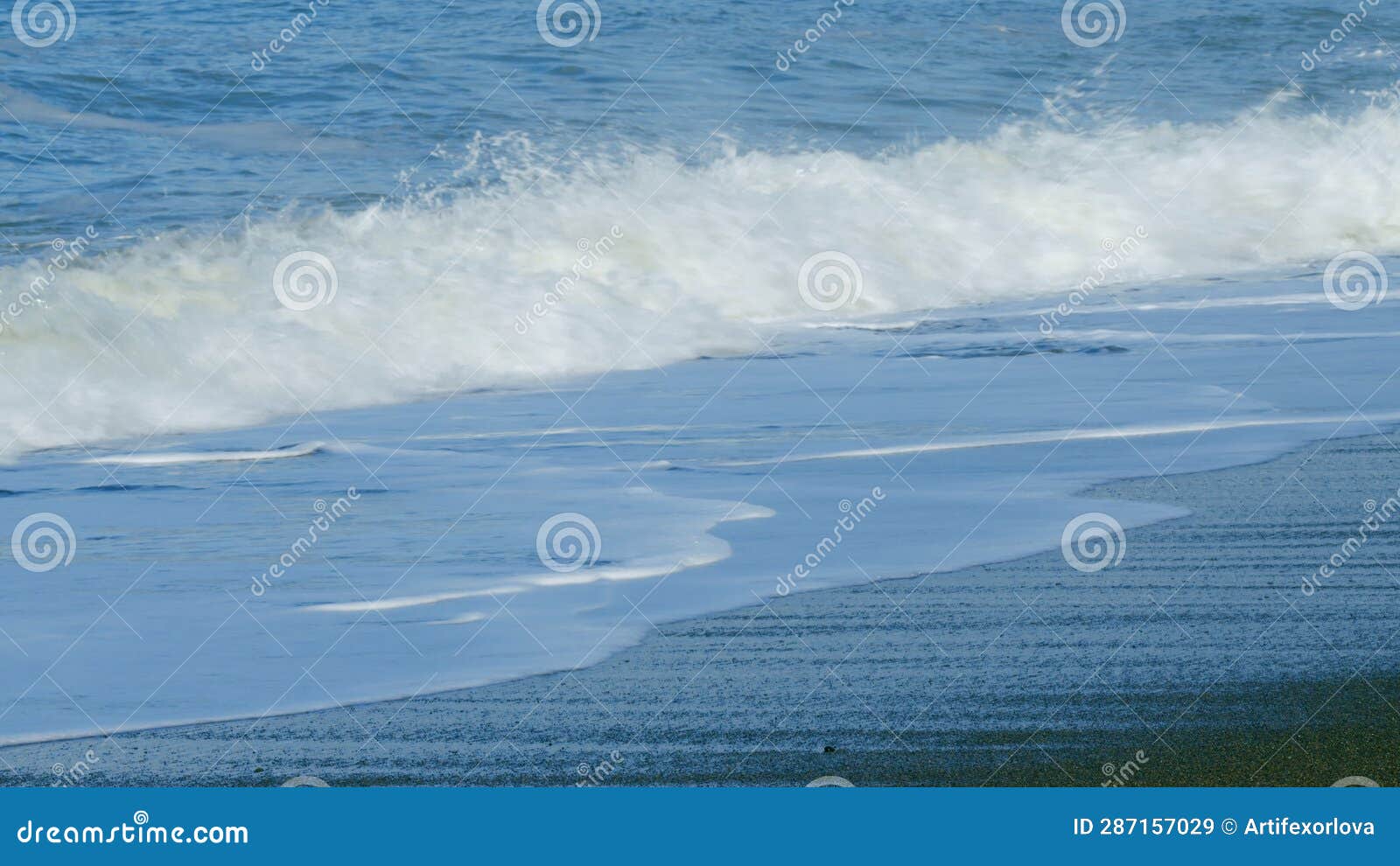Sea Waves Washes Pebble Beach. Sea Waves Roll Ashore. Nature Concept ...