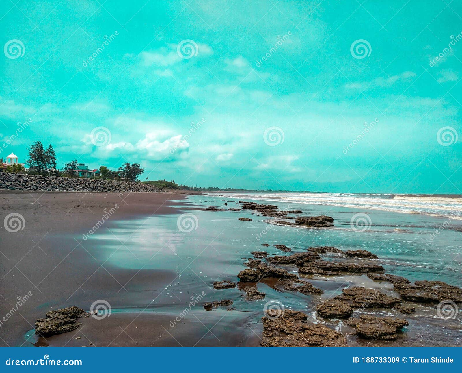Sea way on the beach stock image. Image of clouds, cloud - 188733009