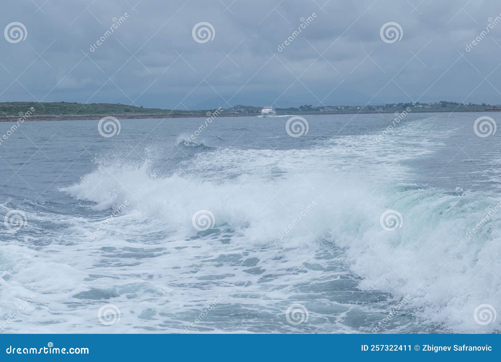 Sea Whirpool Waves Leftafter Fast Goig Ship . Stock Image - Image of ...