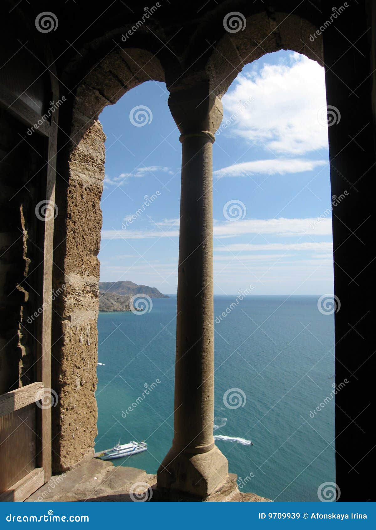 Sea in Window of Old Castle Stock Image - Image of black, crimea: 9709939