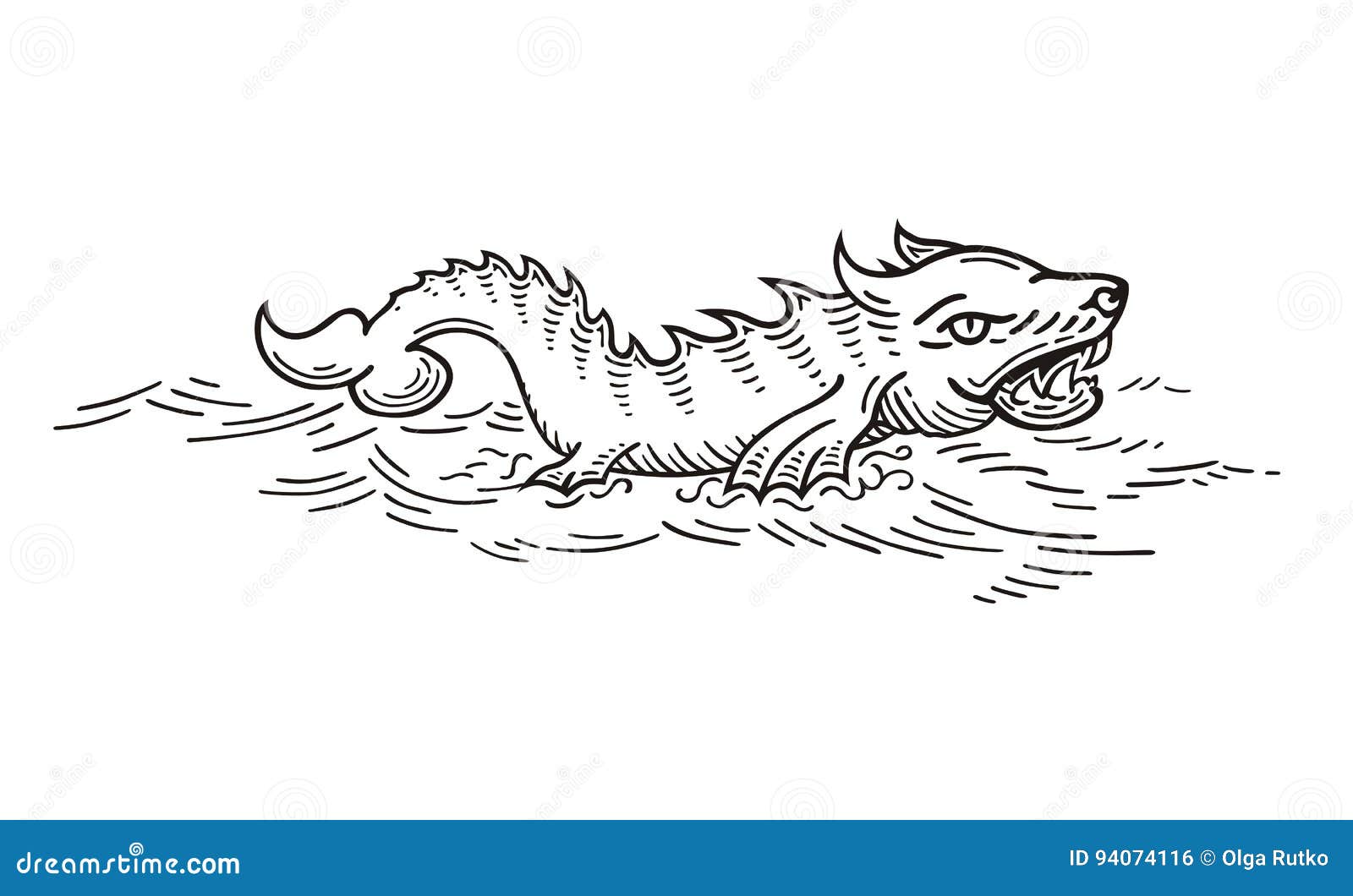 Sea Wolf Monster stock vector. Illustration of ocean - 94074116