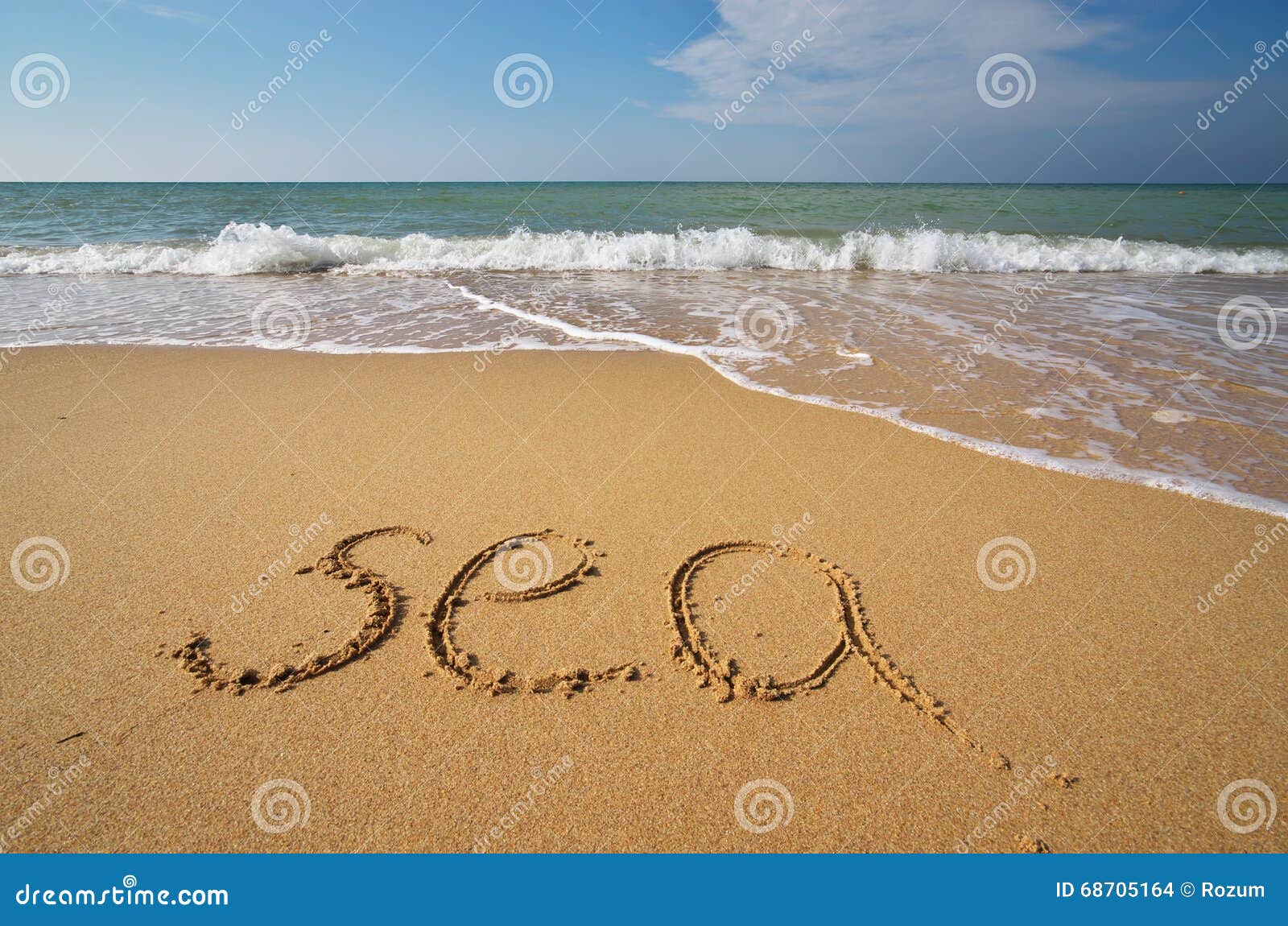 Sea word on the beach stock photo. Image of idea, nature - 68705164