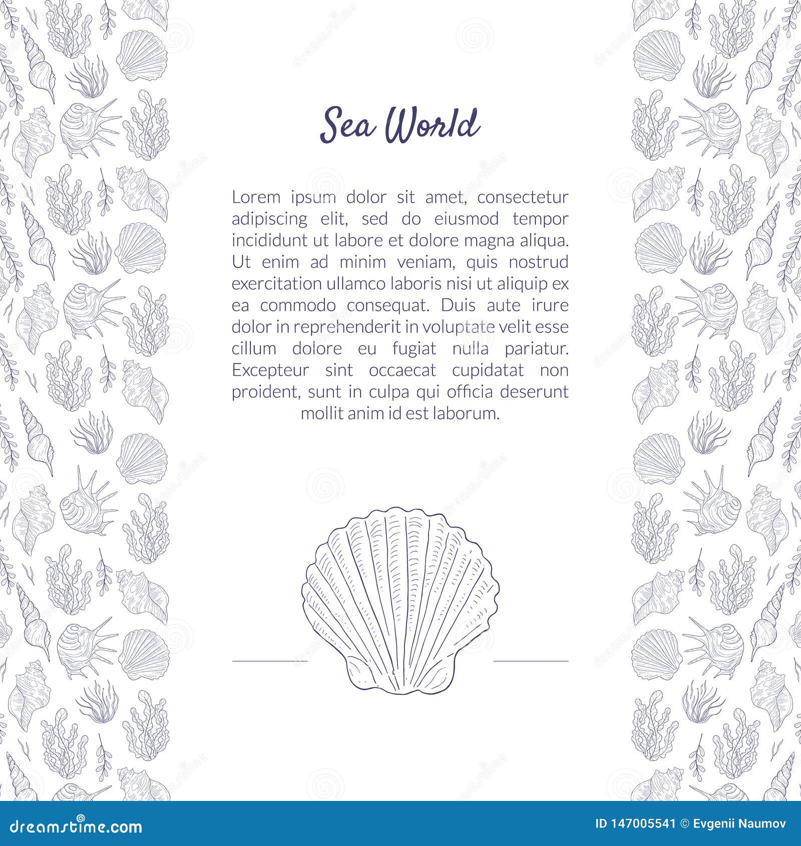Sea World Banner Template with Place for Text and Underwater Natural ...