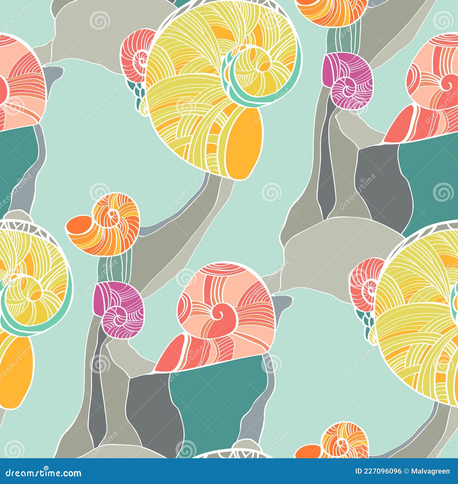 Underwater World with Fishes, Red Star, Shells, Seahorse, Algae ...