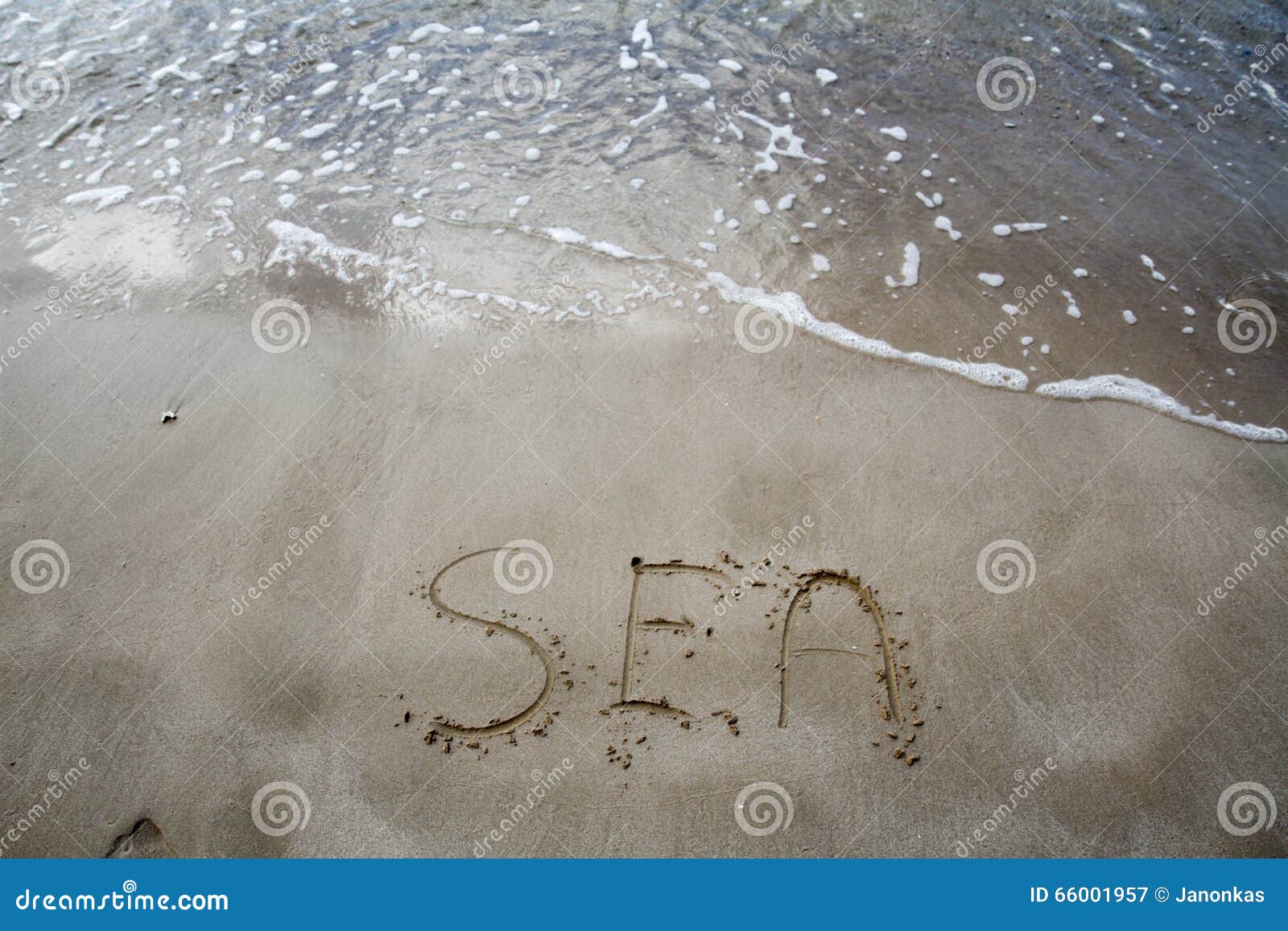 Sea written in the sand stock image. Image of handwriting - 66001957