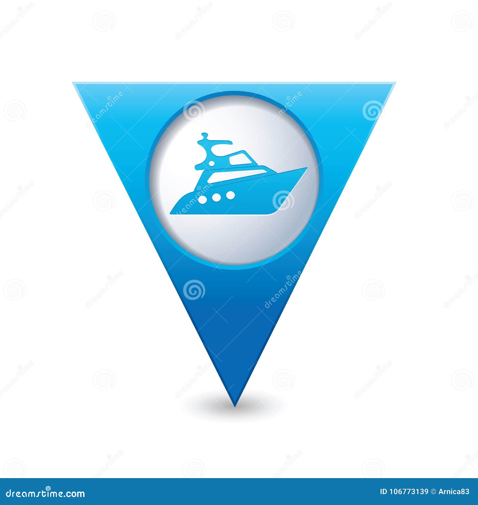 Sea Yacht Icon on the Map Pointer Stock Vector - Illustration of summer ...