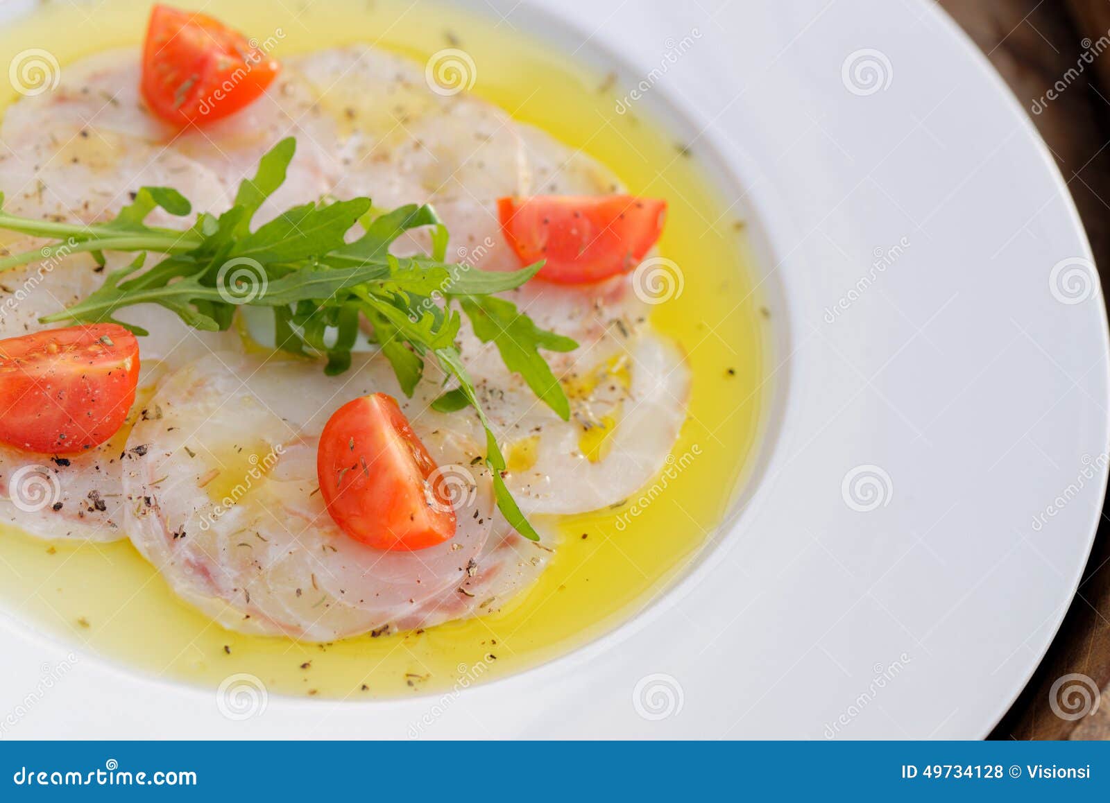 Seabass fish carpaccio stock photo. Image of natural - 49734128
