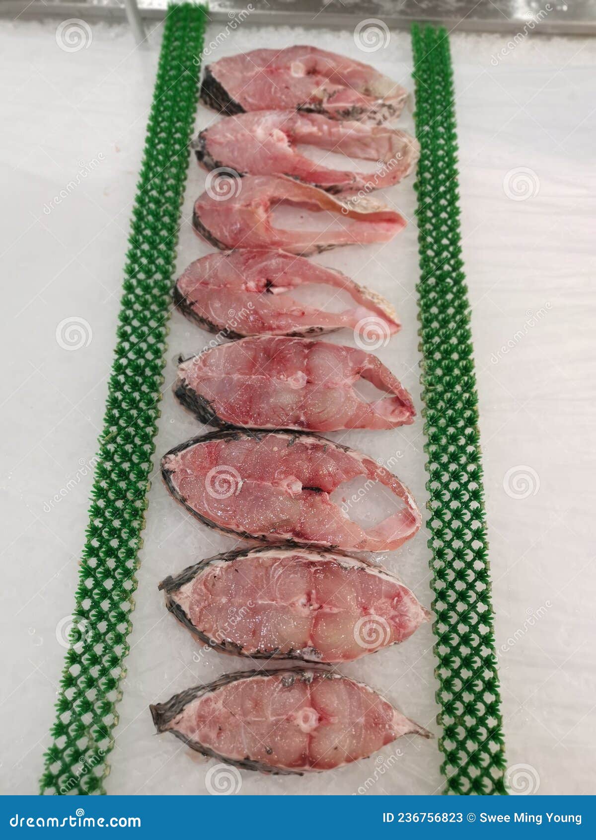 Seabass Fish Cut into Slices for Display and Sale Stock Image - Image ...
