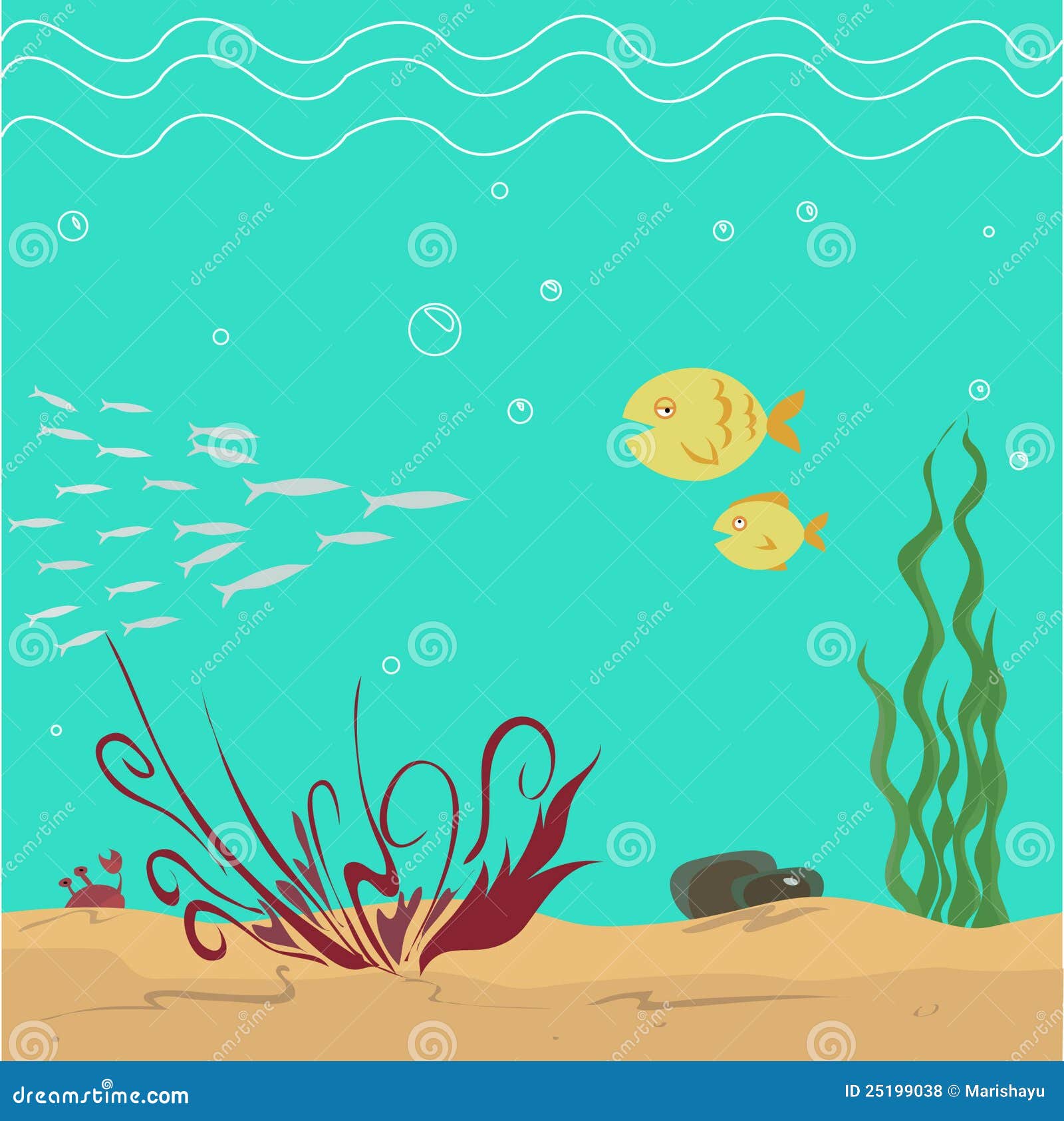 Seabed stock vector. Illustration of alga, green, wave - 25199038
