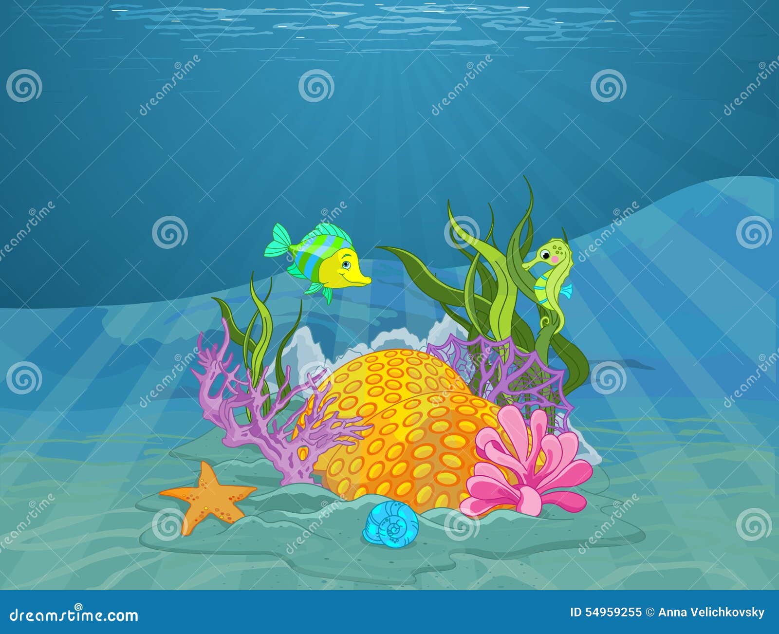 Seabed stock vector. Illustration of coral, nature, landscape - 54959255