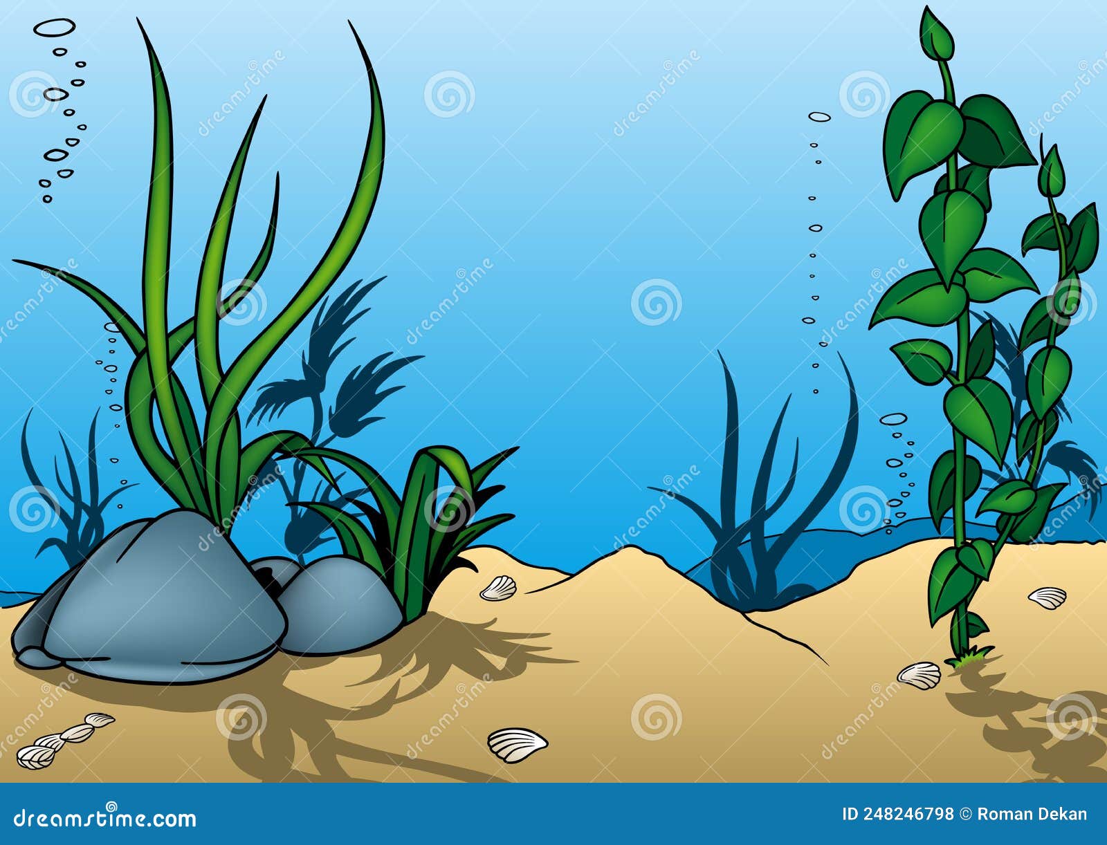 Seabed with Plants stock vector. Illustration of plants - 248246798