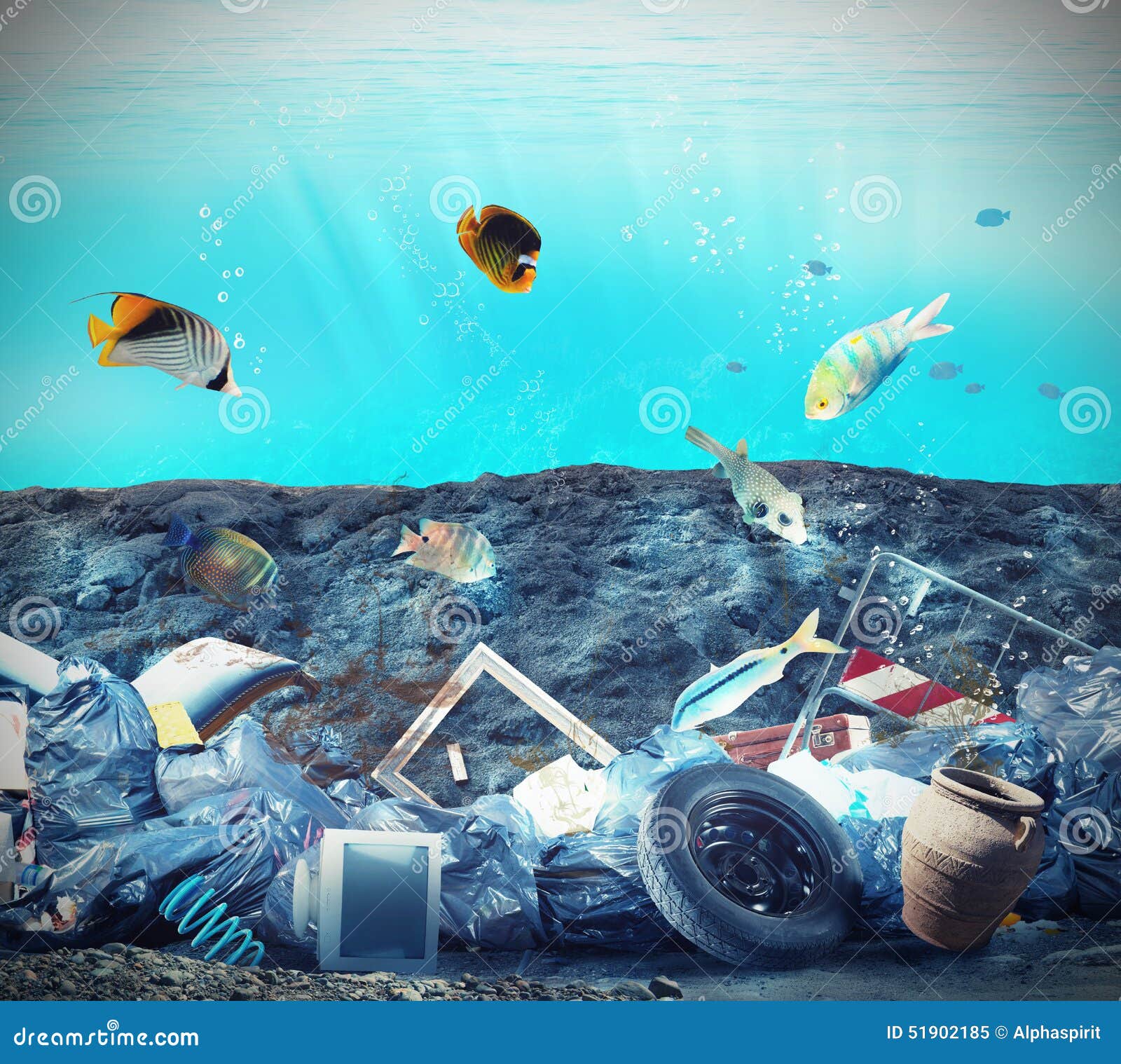 Seabed pollution stock image. Image of human, discard - 51902185