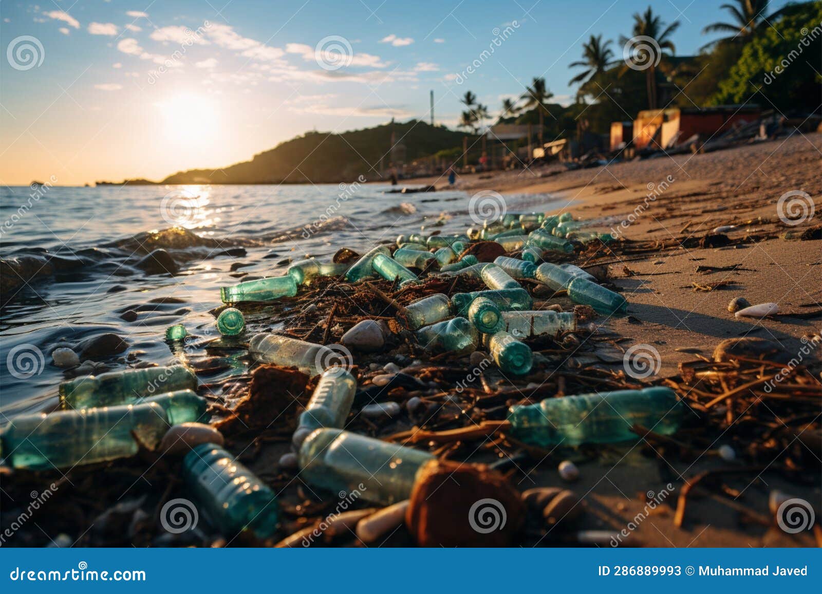 Seaboard Marred By Discarded Plastic And Debris, Epitomizing Dire Beach ...