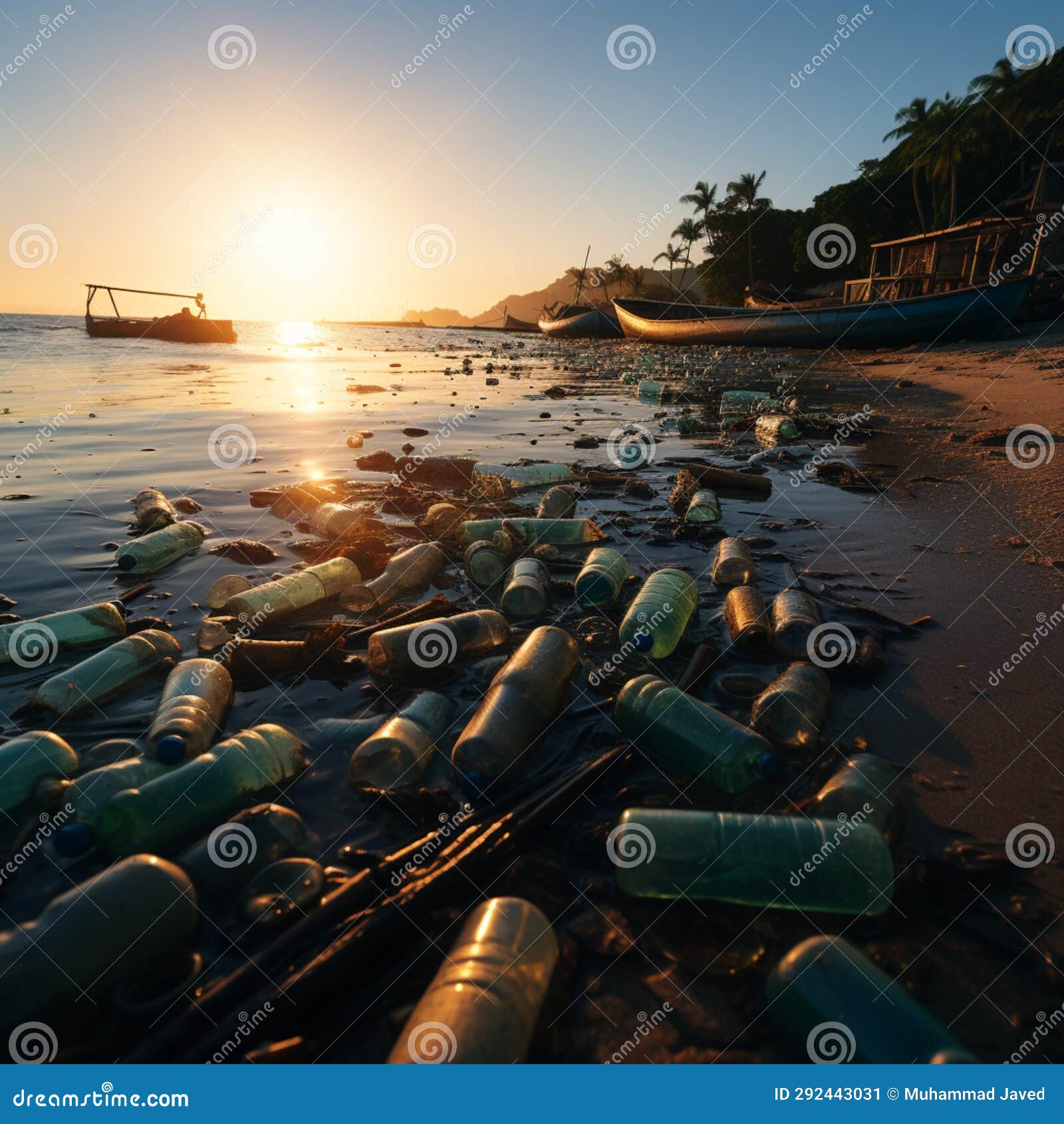 Seaboard Marred By Discarded Plastic And Debris, Epitomizing Dire Beach ...