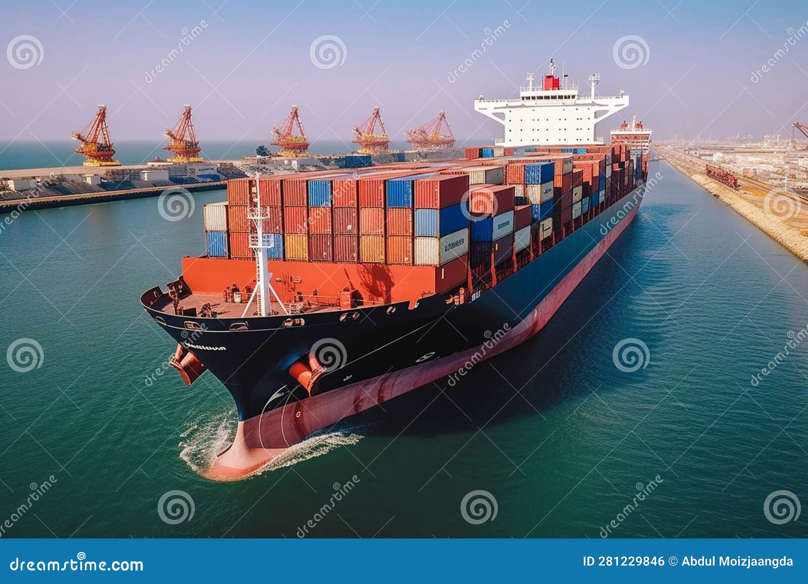 Seaborne Import-export Logistics, Container Ship Loads And Unloads In ... Seaborne Import-export Logistics, Container Ship Loads And Unloads In ...