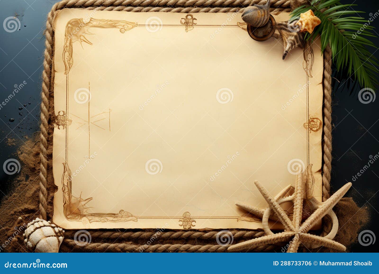 Seafaring Touch Blank Paper Sheet Adorned with a Delicate Nautical Rope ...