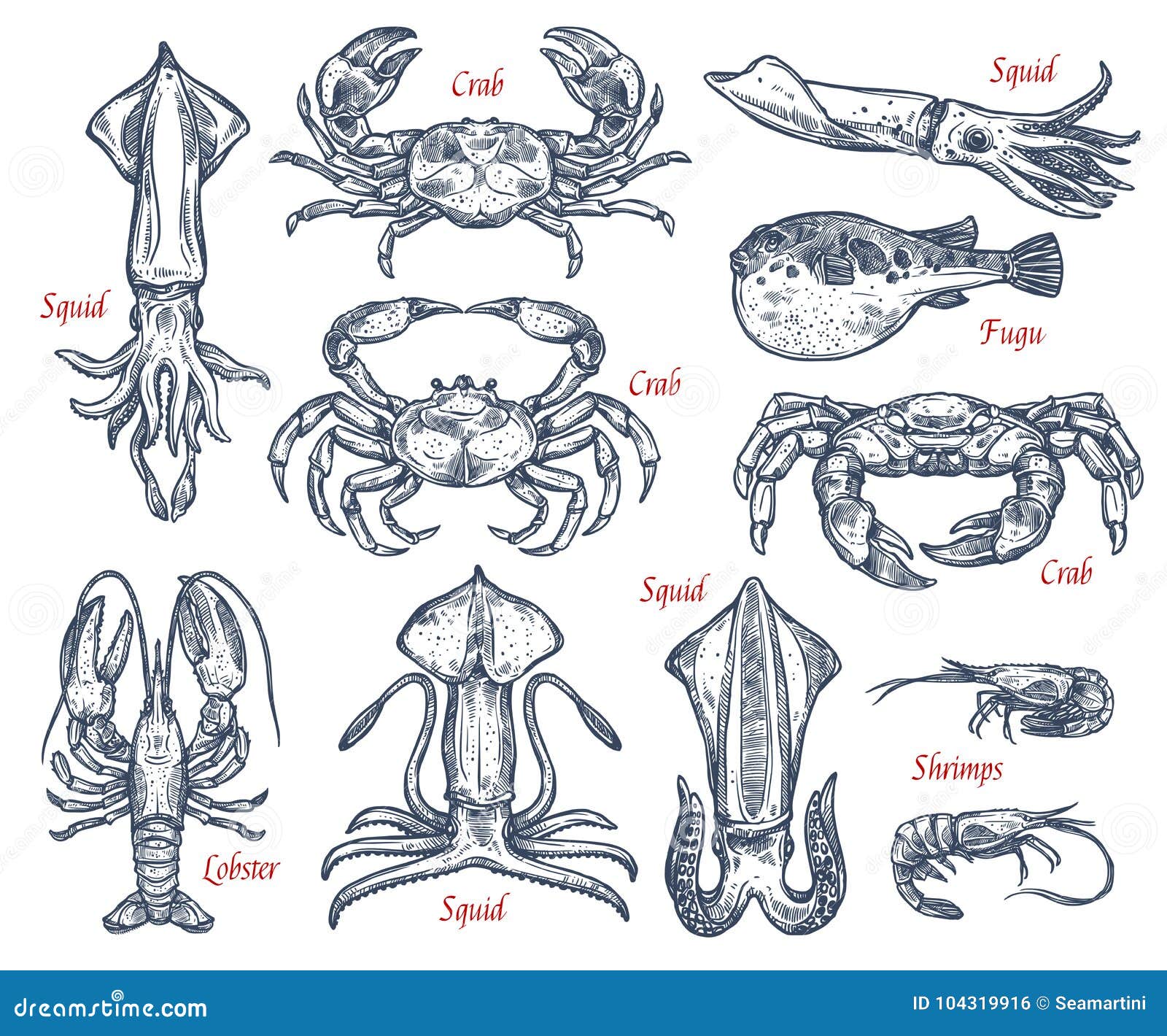Crustacean Label Stock Illustrations – 1,946 Crustacean Label Stock ...